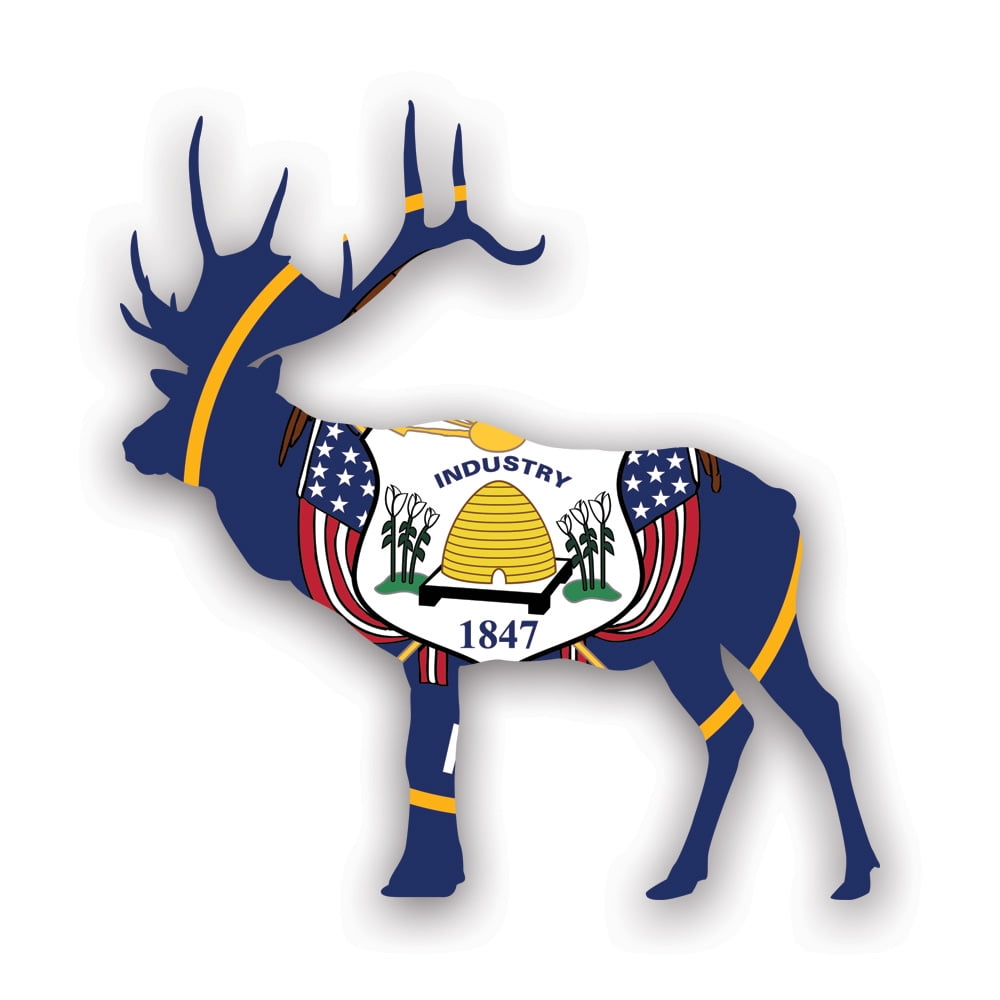 Utah Deer Shaped Flag Sticker Decal - Self Adhesive Vinyl ...