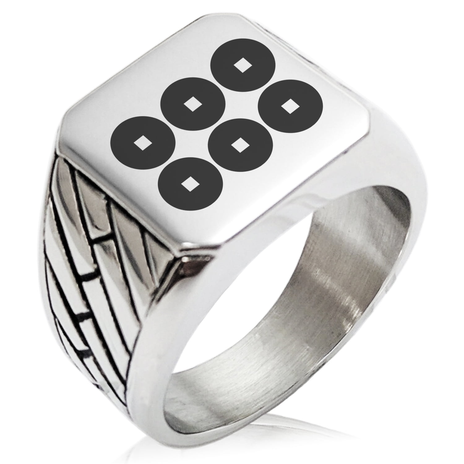 Stainless Steel Sanada Samurai Crest Geometric Pattern Biker Style ...