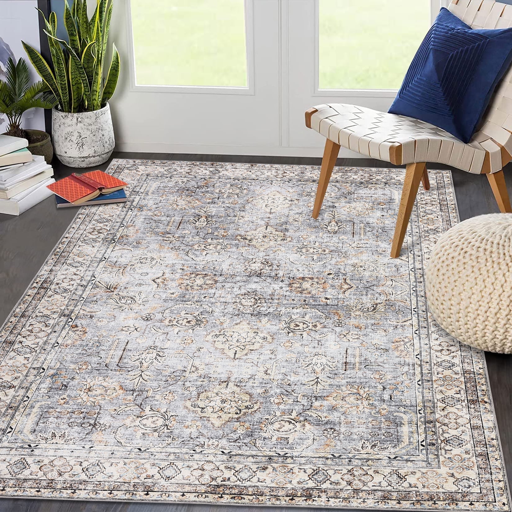 Click here for Yusazens 5x7 Washable Boho Retro Floral Distressed... prices