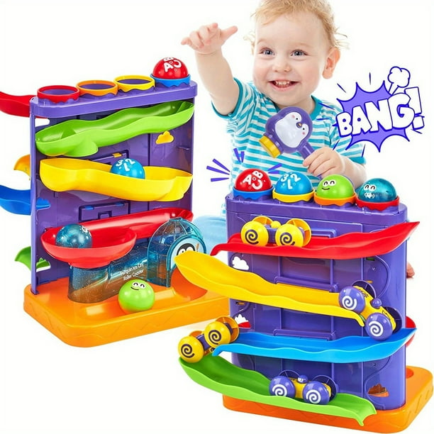 2 In 1 Penguin Percussion Ball And Car Ramp Toy Set, Including 4 ...
