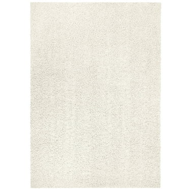 Mainstays Traditional Solid Ivory Shag Indoor Area Rug, 5' x 7 ...