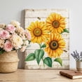 Bee Sunflower Canvas Wall Art for Living Room, Yellow Floral Wood Grain ...