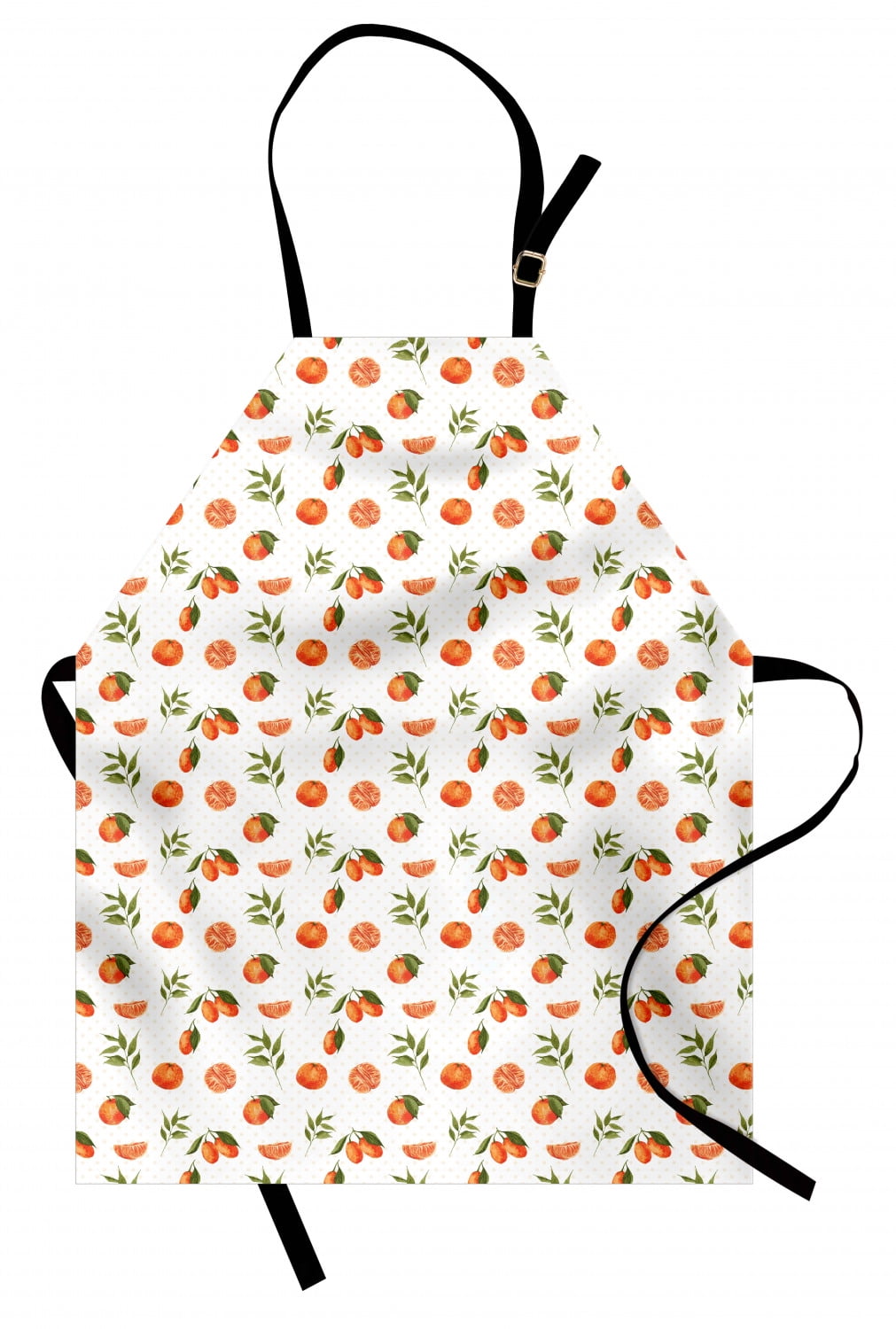 Burnt Orange Apron Watercolor Orange and Tangerine Fruits with Leaves ...
