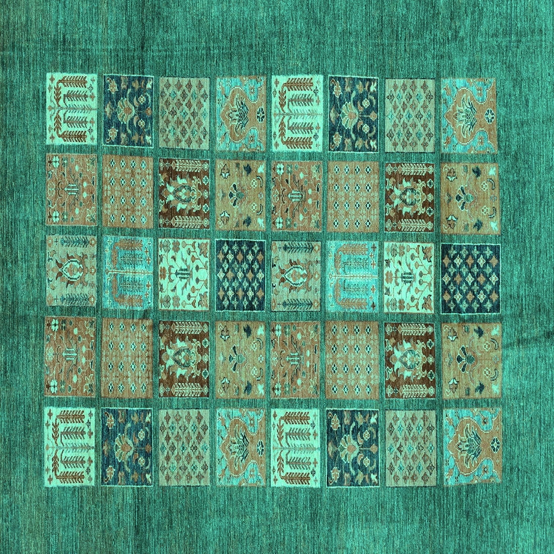 Ahgly Company Indoor Square Abstract Turquoise Blue Modern Area Rugs, 4 ...