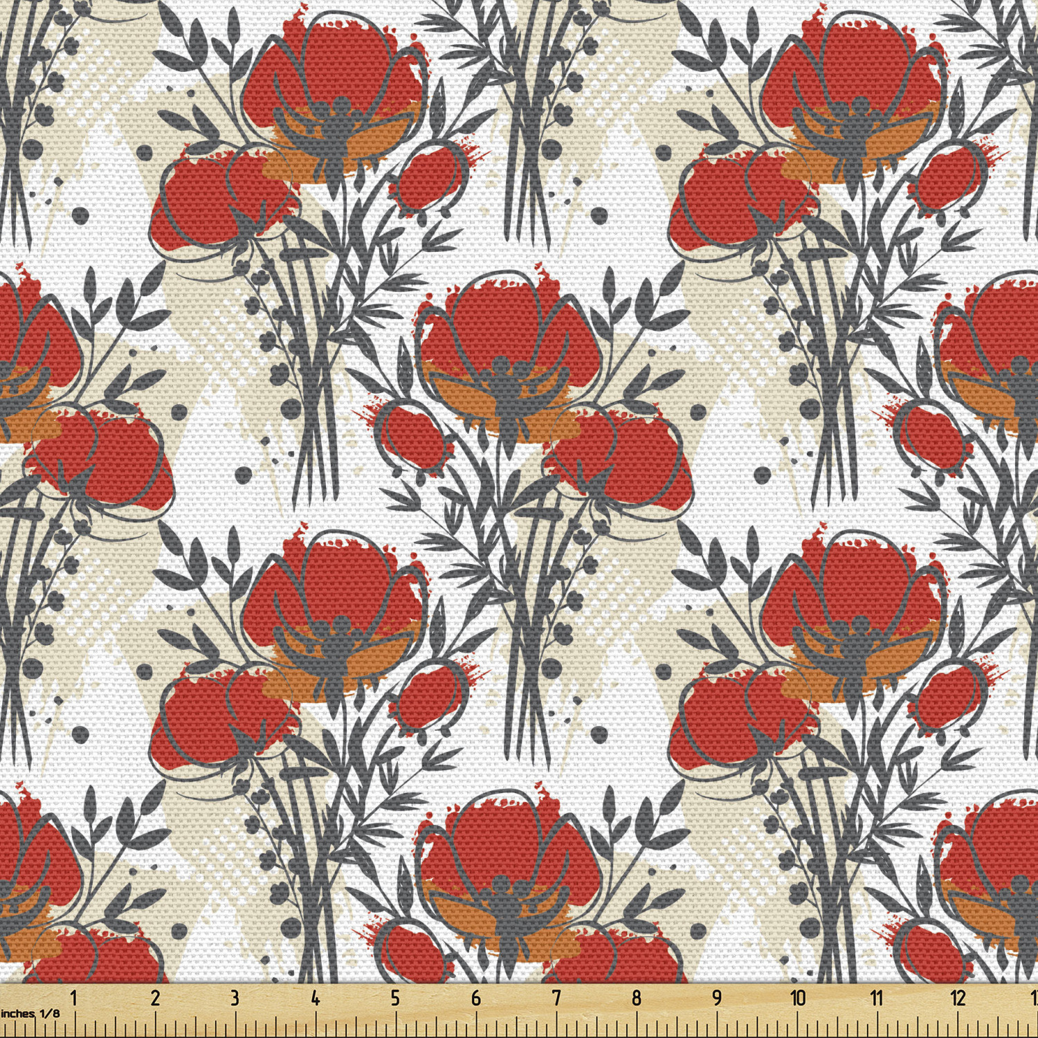 Floral Sofa Upholstery Fabric by the Yard, Sketchy Hand Drawn Repeating ...