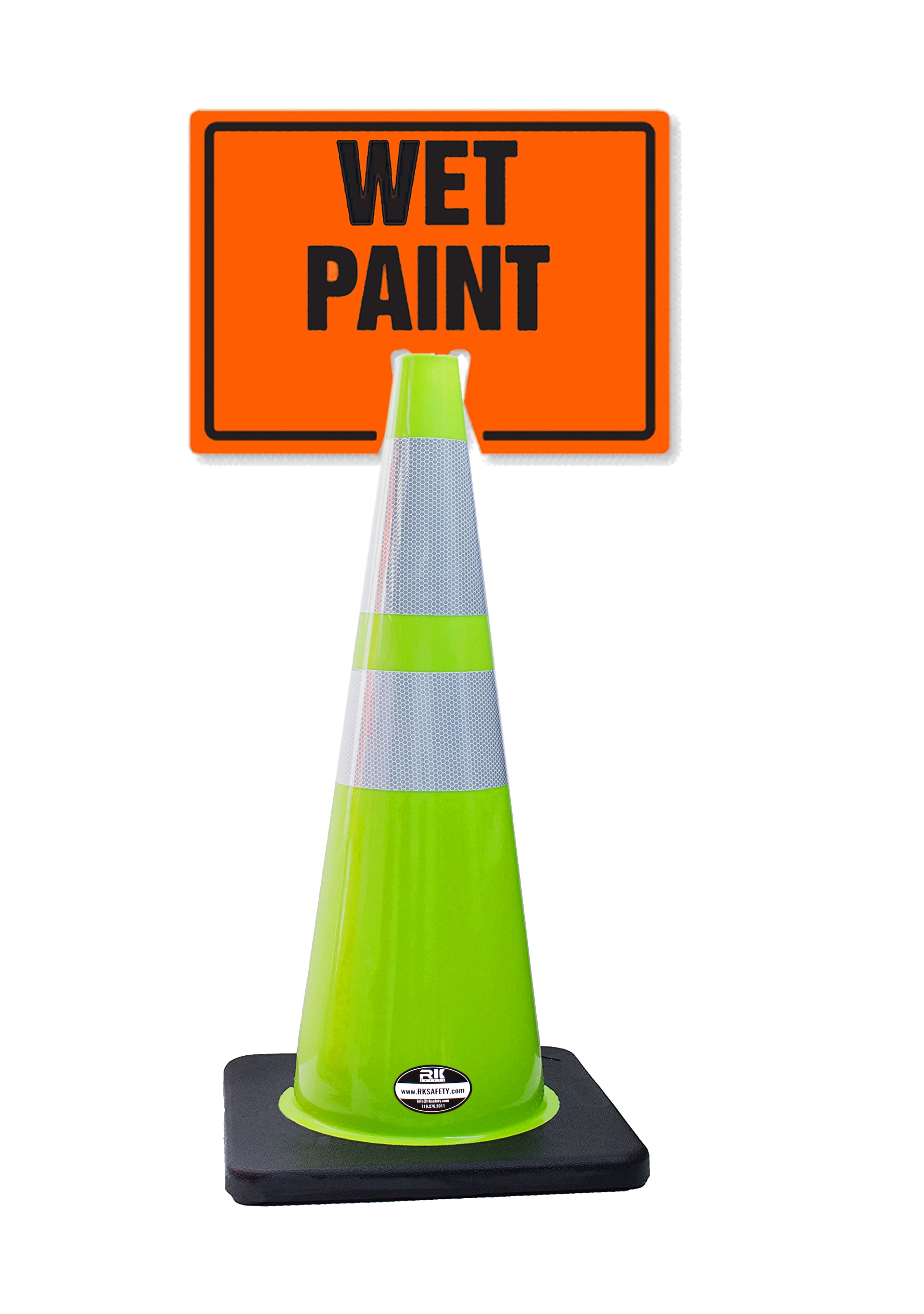 RK-Safety 28" Lime Cone, Black base With Two Reflective Tape, Plus Cone ...