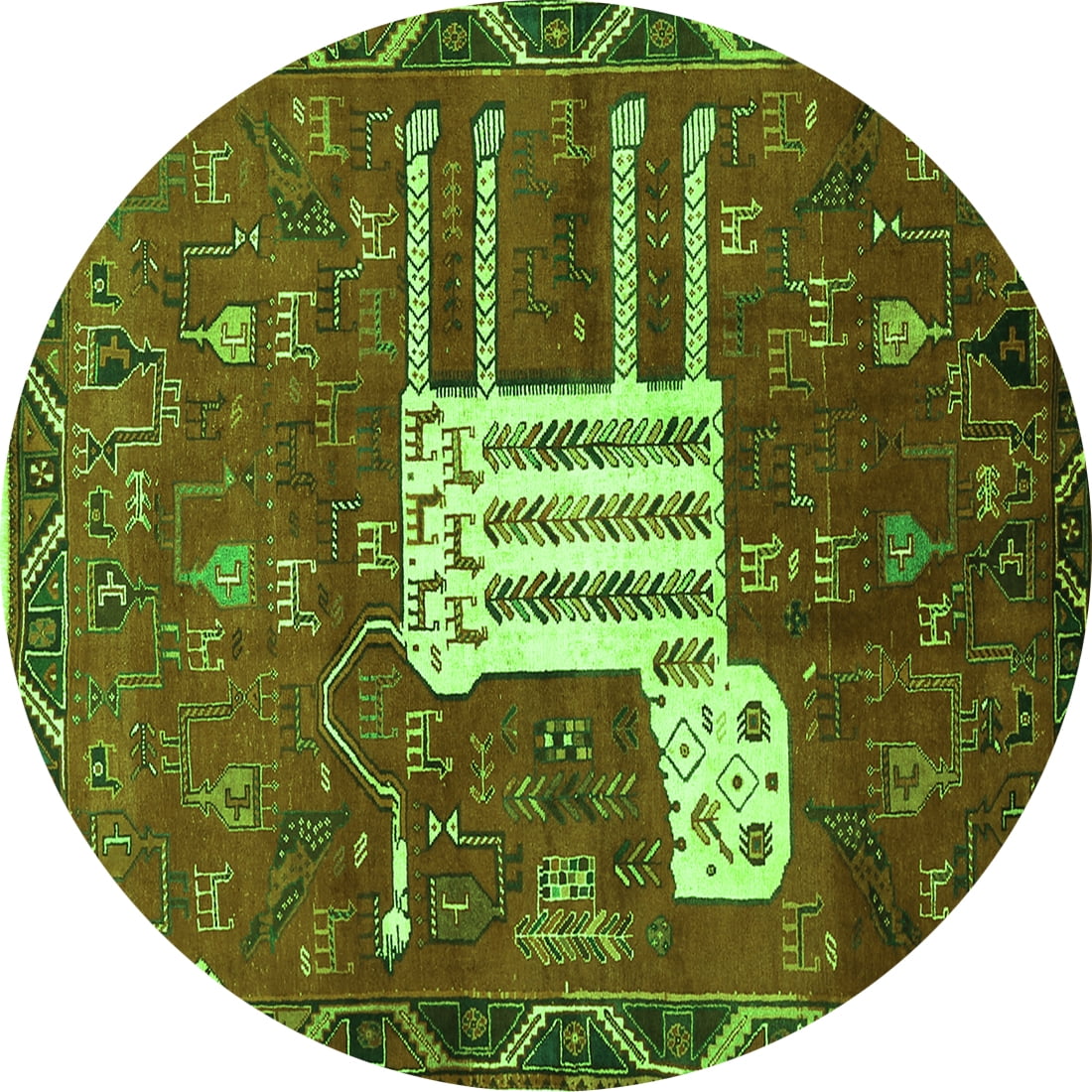Ahgly Company Indoor Round Animal Green Traditional Area Rugs, 8' Round ...