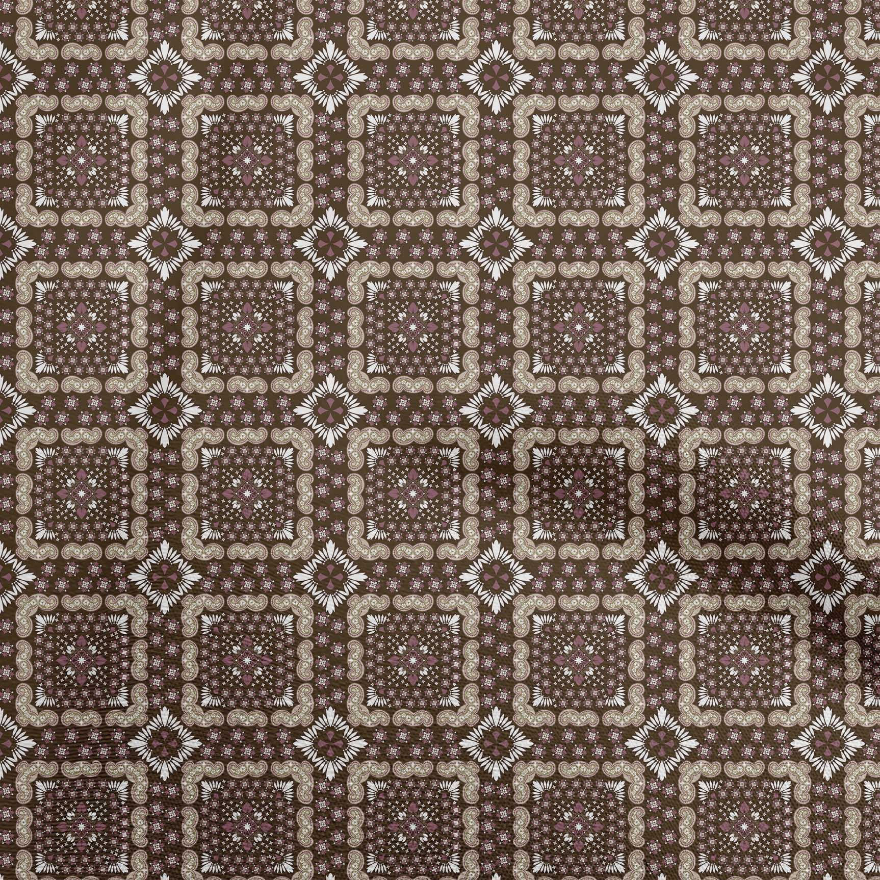 oneOone Velvet Brown Fabric Asian Block Sewing Material Print Fabric By ...