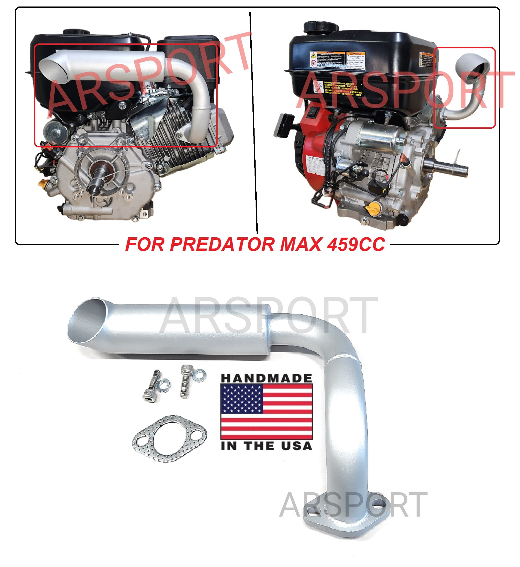 Exhaust Header pipe Compatible with Predator Max 459 Surface Drive Motor. - Walmart.com