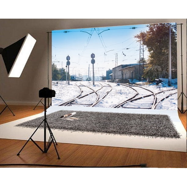 Polyester Fabric Rail Backdrop 7x5ft Photography Backdrop Winter Snow ...