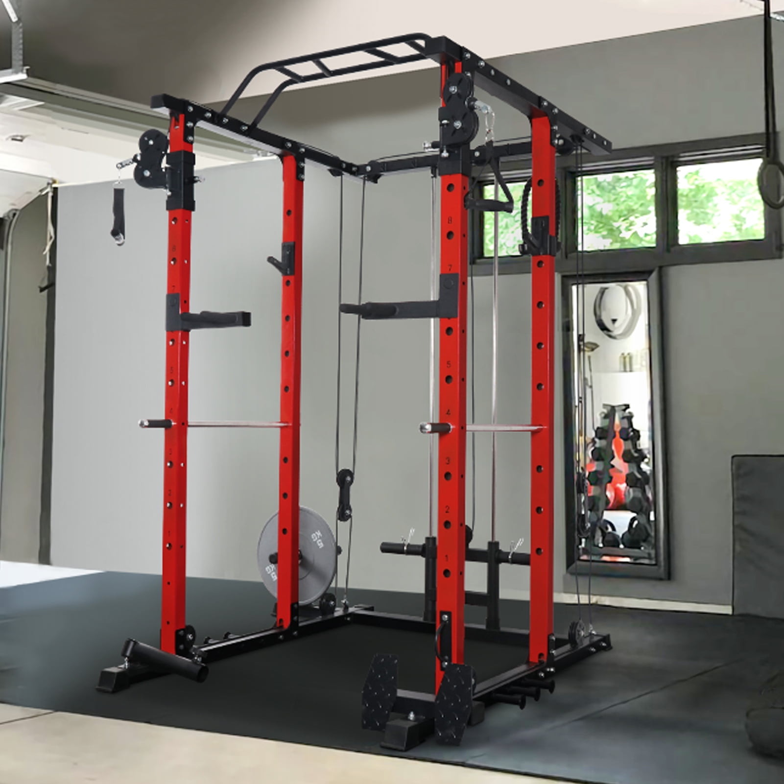 Buy ELEVTAB Power Rack Cage, 1500lbs Squat Rack with Cable Crossover ...