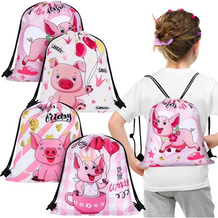 Lepai 16 Pieces Pig Print Gift Bags Piggy Party Favors Bags for Kids ...