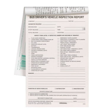 Detailed Driver's Vehicle Inspection Report 5-pk. - Book Format, 3-Ply ...