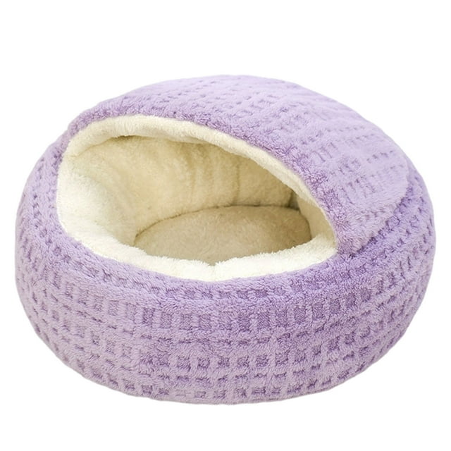 Pet Cozy Hooded Bed for Cats and Puppies Semi Enclosed Shape Warming ...