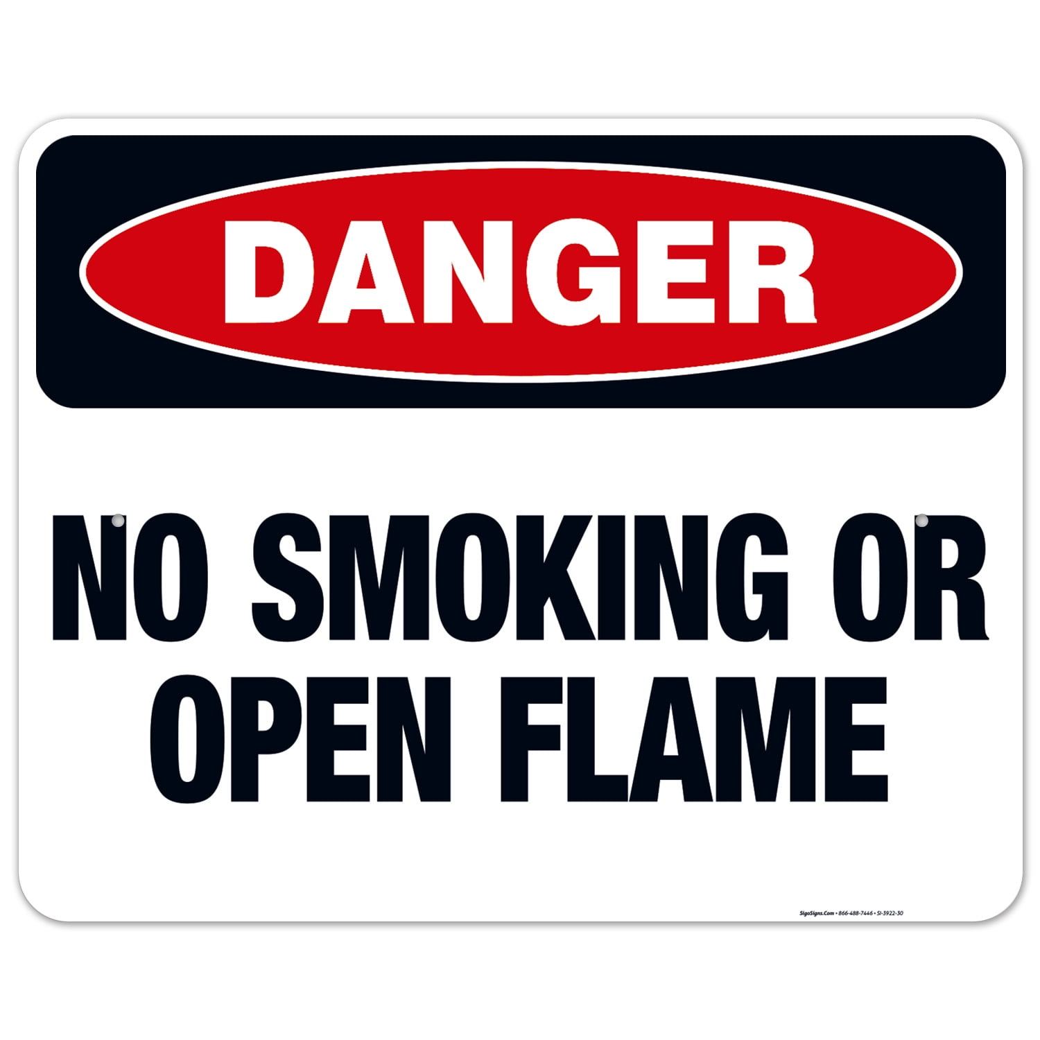 No Smoking Or Open Flame Sign, OSHA Danger Sign, 24x30 Aluminum ...