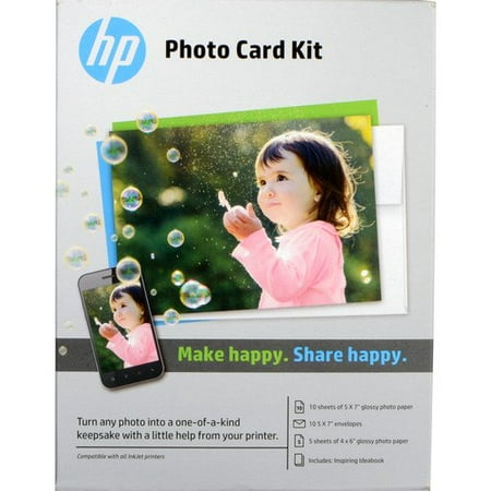 HP Photo Card Kit with 10 sheets of 5x7-Inch Glossy Photo Paper and ...