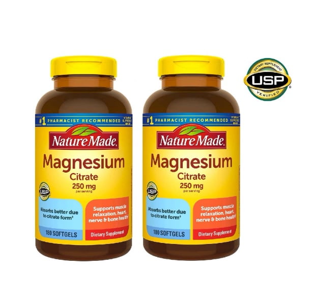 Nature Made Magnesium Citrate 250 mg., 180 Softgels 2PK - Walmart.com