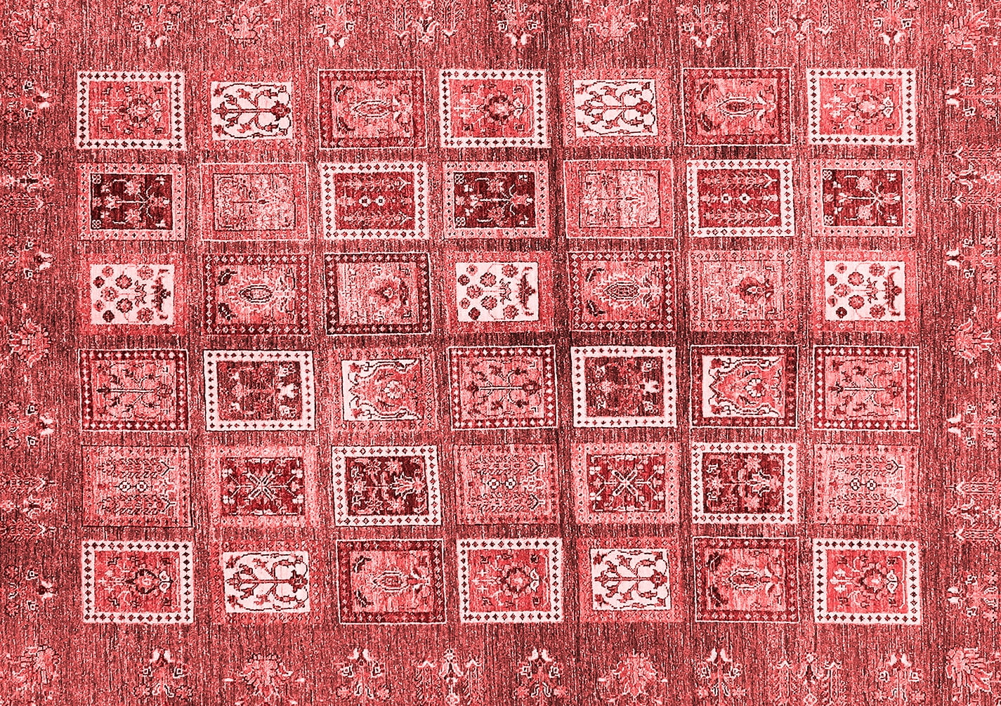 Ahgly Company Machine Washable Indoor Rectangle Abstract Red Modern ...