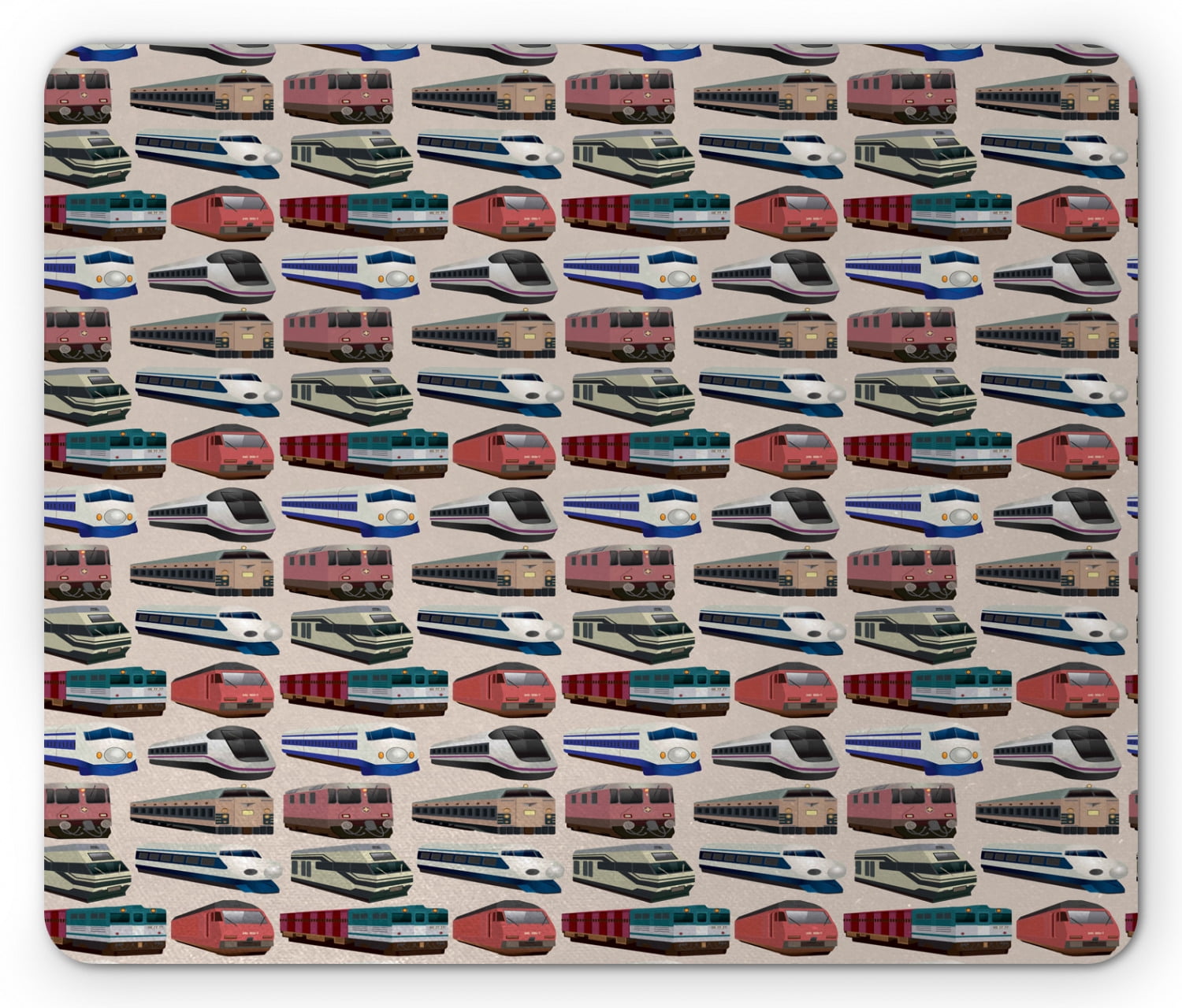 Train Mouse Pad, Continuous Pattern with Various Types of Trains ...