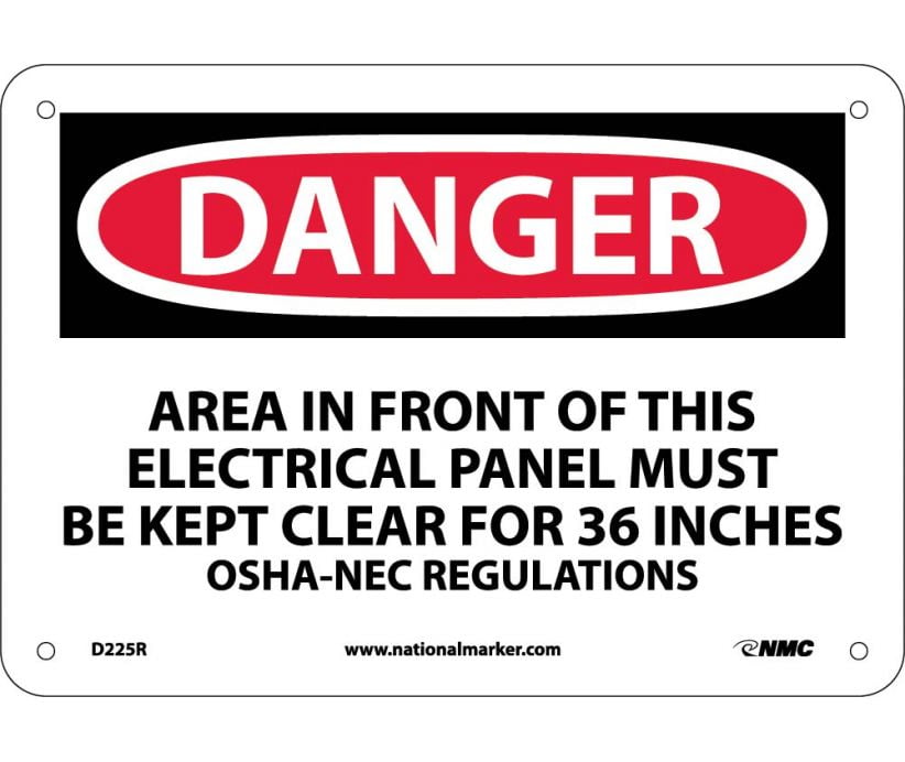NMC Signs D225R, Danger Electrical Hazard Sign, 7 X 10, Rigid Plastic ...