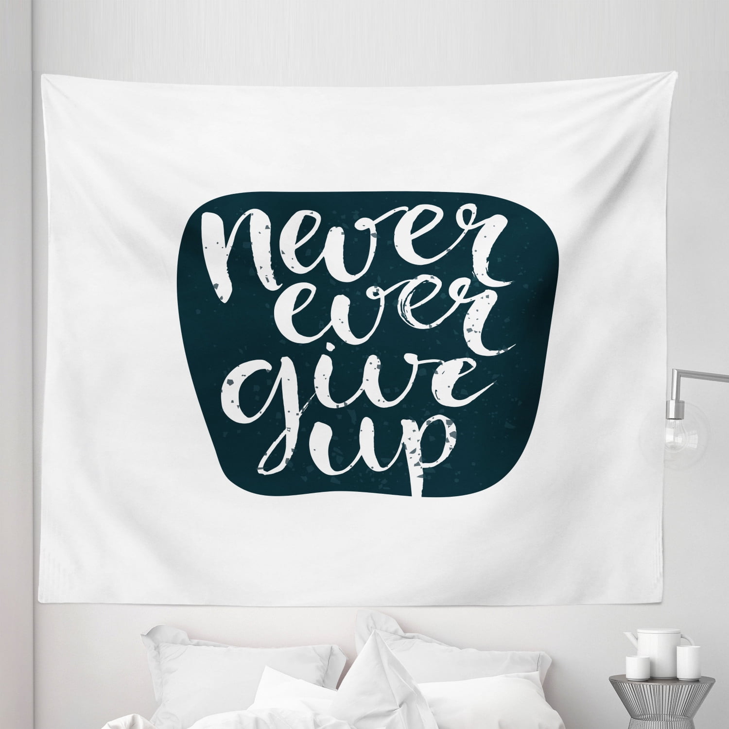 Wording Tapestry, Never Ever Give Words with Grunge Rough Typography ...