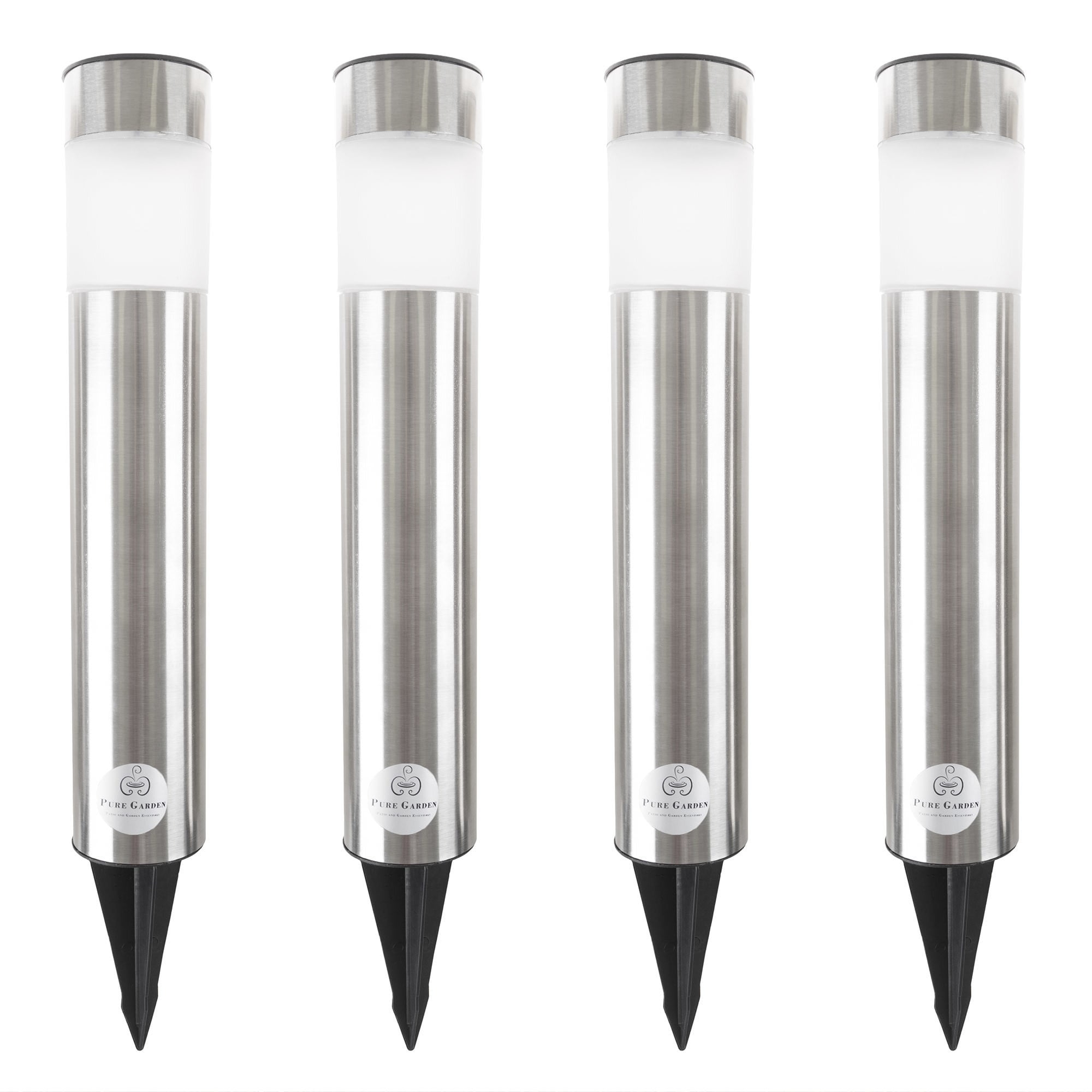 Pure Garden Solar Outdoor LED Light, Battery Operated Stainless Steel ...