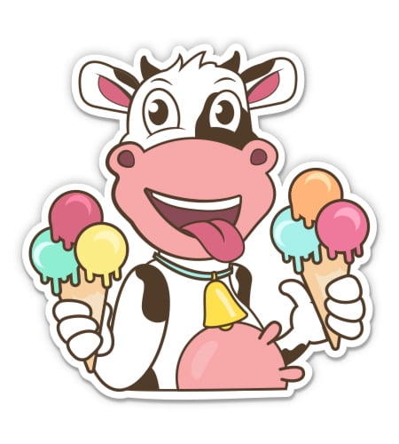 Funny Cow with Ice Cream - 12" Vinyl Sticker Waterproof Decal - Walmart.com