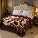 Shubozy VelvaBlossom Luxe Floral Blanket – King Size, 2-Ply Heavyweight ...