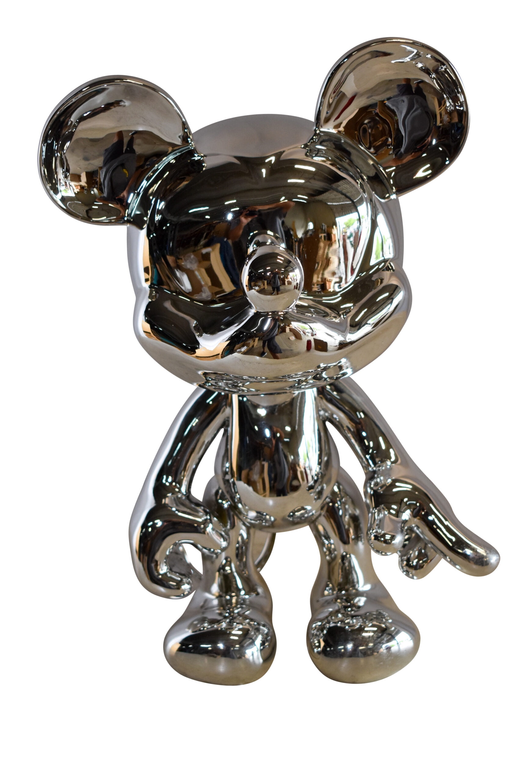 Contemporary Silver Chrome Mickey Mouse Resin Statue 12" x 9" x 16"H ...