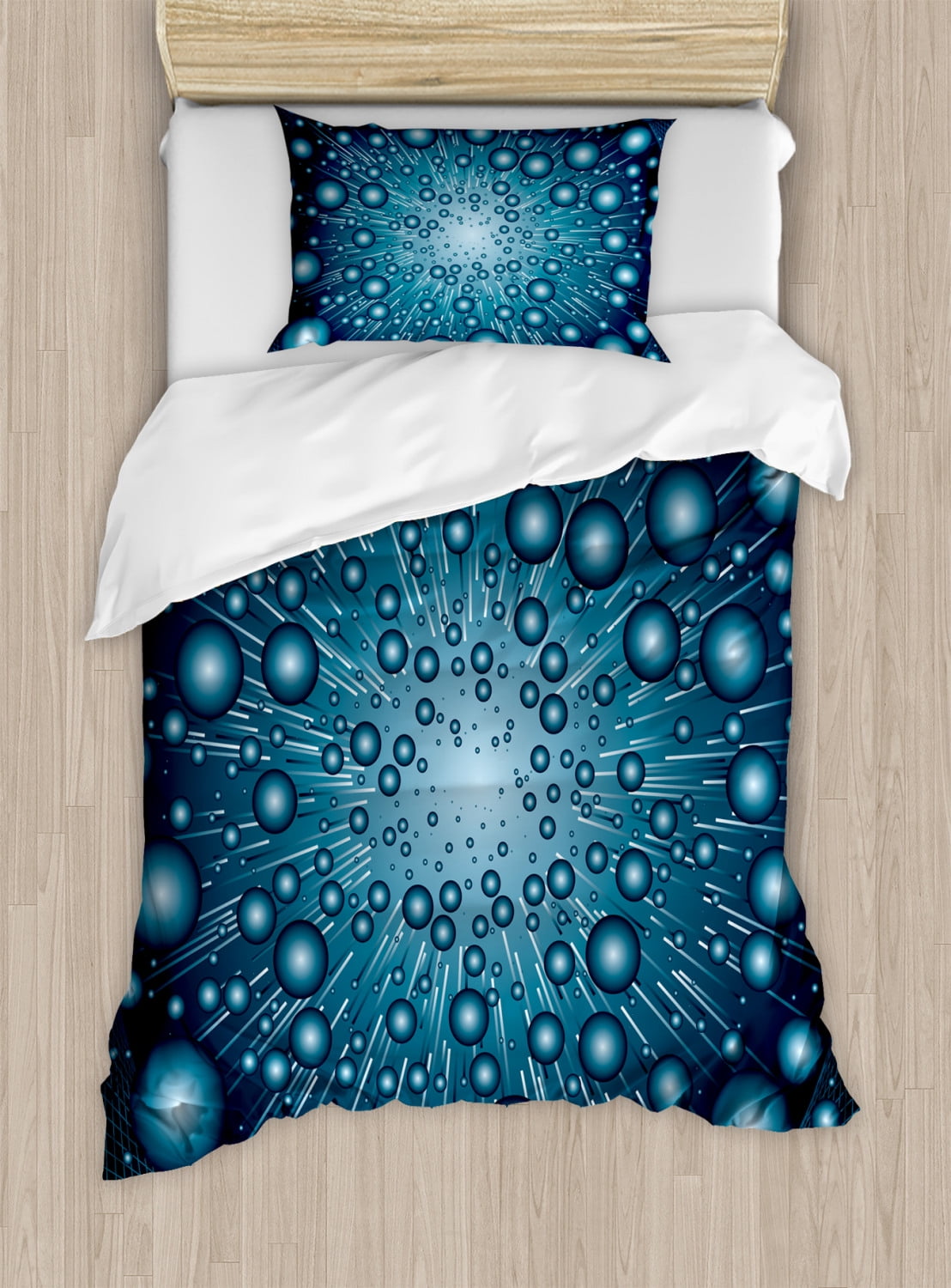 Fantasy Duvet Cover Set, Digital Computer Art Futuristic Dots Circular ...
