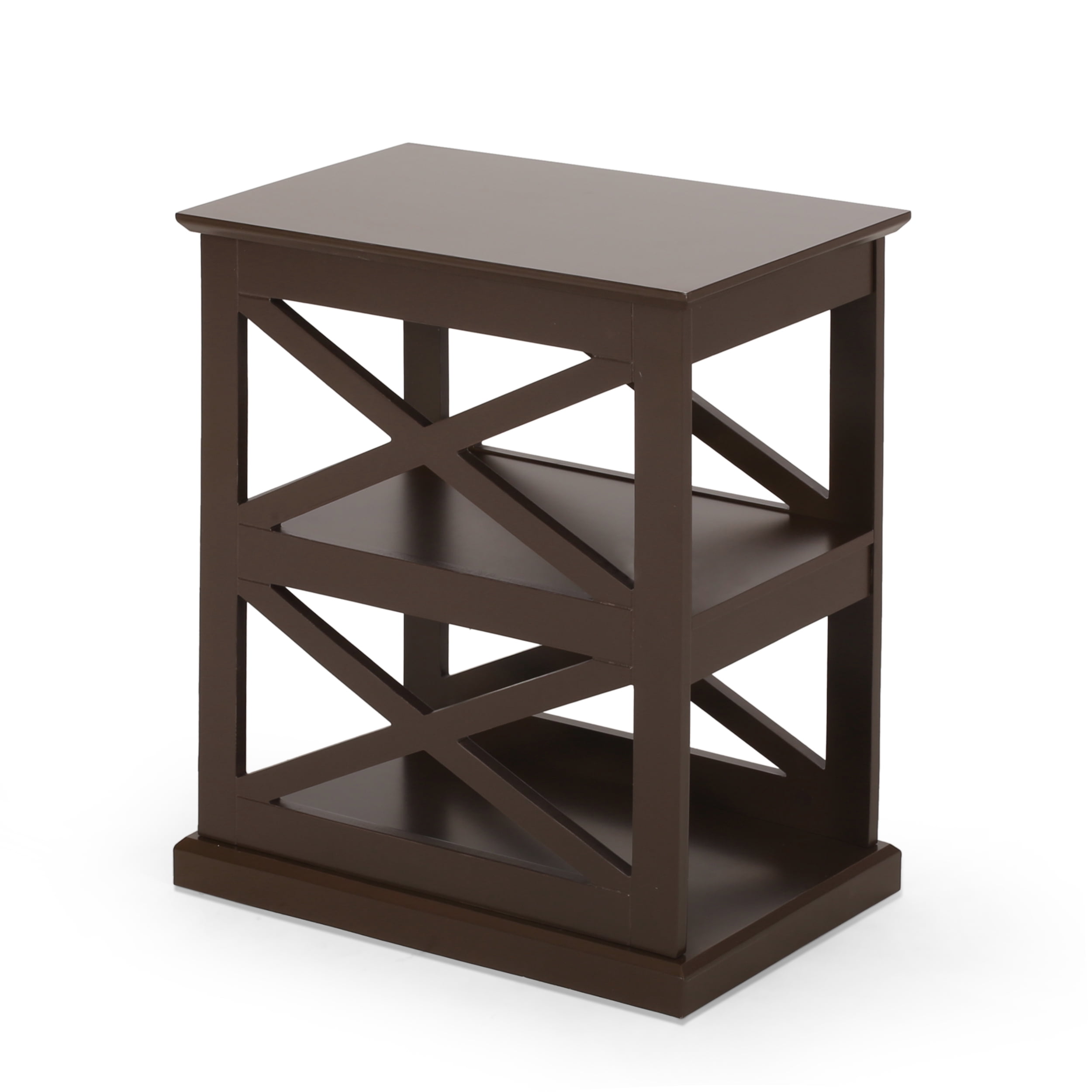 GDF Studio Redett Contemporary 2 Shelf Side Table, Dark Walnut ...