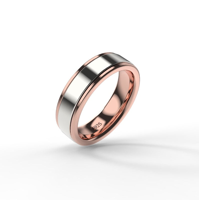 Solid 925 Silver Minimalist Meditation Spinner Rotation Ring Anxiety ...