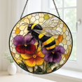 Bee Wildflower Stained Glass Suncatcher Window Art, Botanical Nature ...