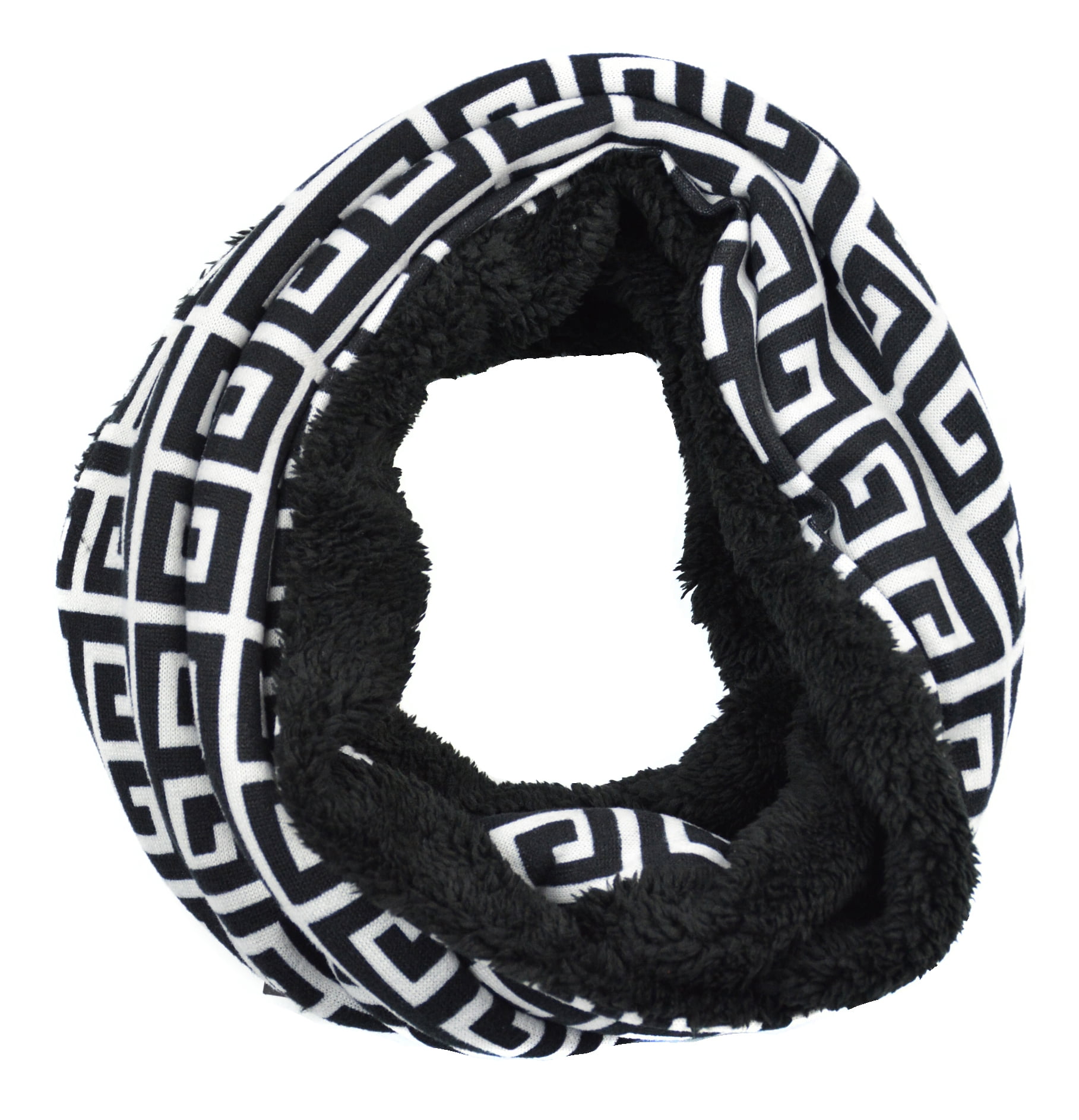 Sassy Scarves Women's Sherpa Lined Greek Key Pattern Loop Infinity ...
