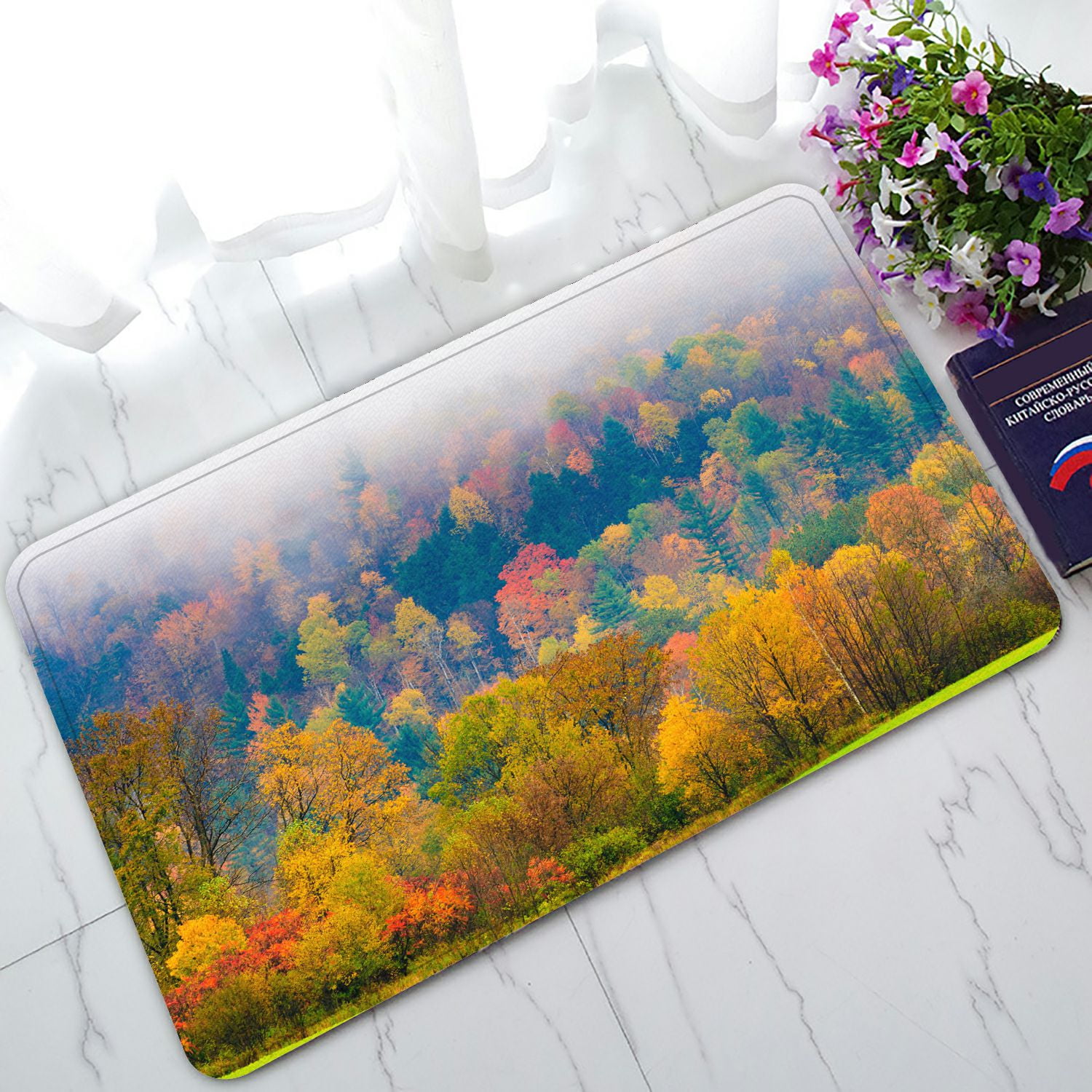 PHFZK Forest Landscape Doormat, Field of Trees during Fall Foliage ...