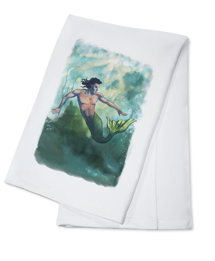 Merman, Watercolor (100% Cotton Tea Towel, Decorative Hand Towel ...