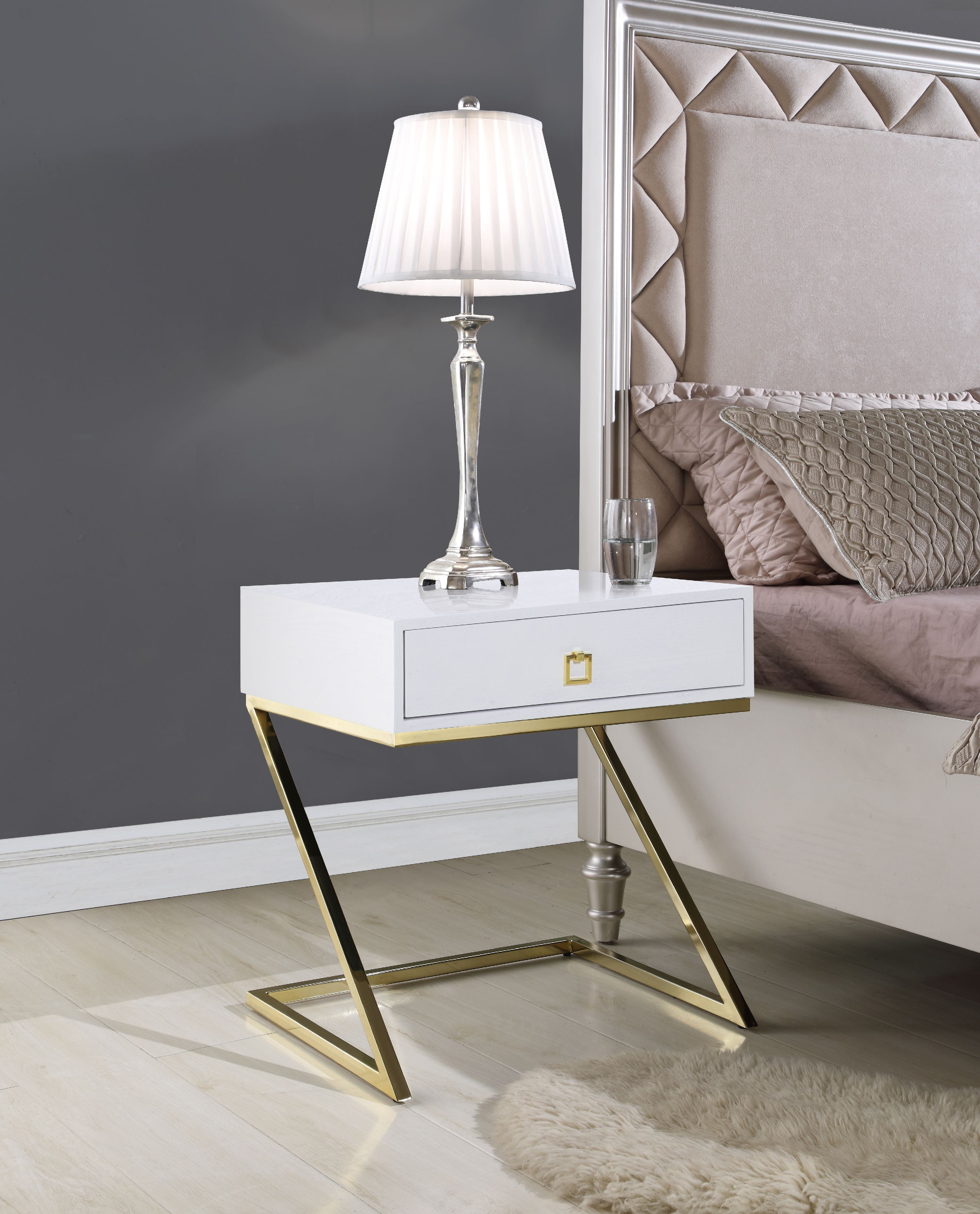 Chic Home Francisco Nightstand Side Table with Self Closing Drawer ...