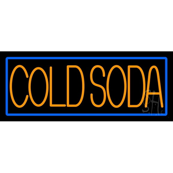 Round Green Soda LED Neon Sign 13 x 32 - inches, Black Square Cut ...