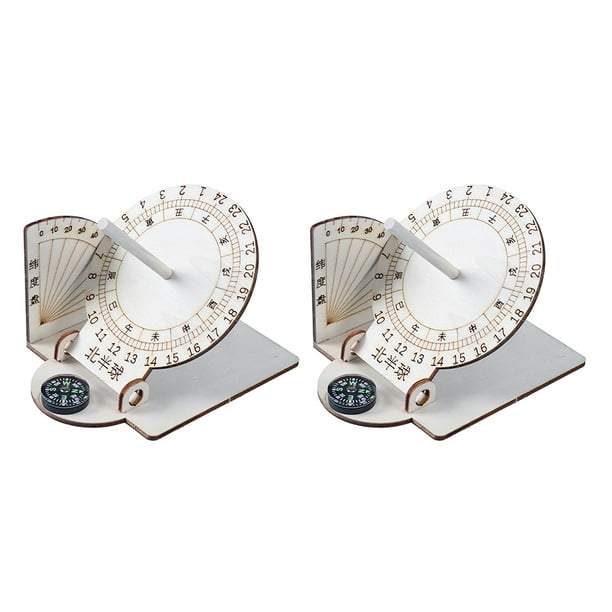 2pcs Sundial Clocks Sundial Wooden Scientific Models Sundial Desktop ...