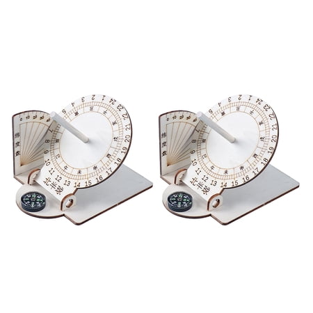 2pcs Sundial Clocks Sundial Wooden Scientific Models Sundial Desktop ...