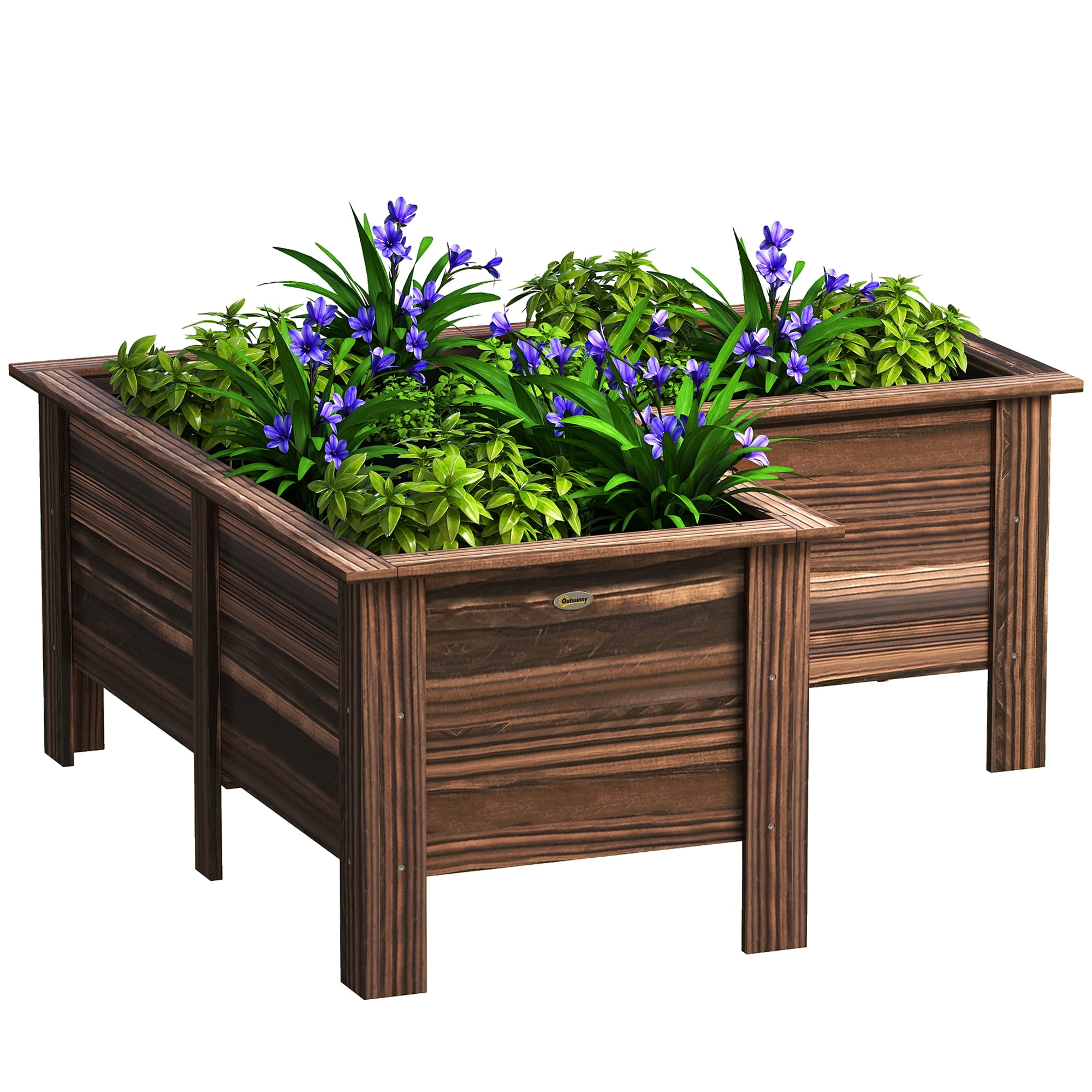 Click here for Outsunny Raised Garden Bed Outdoor L-Shaped Wooden... prices