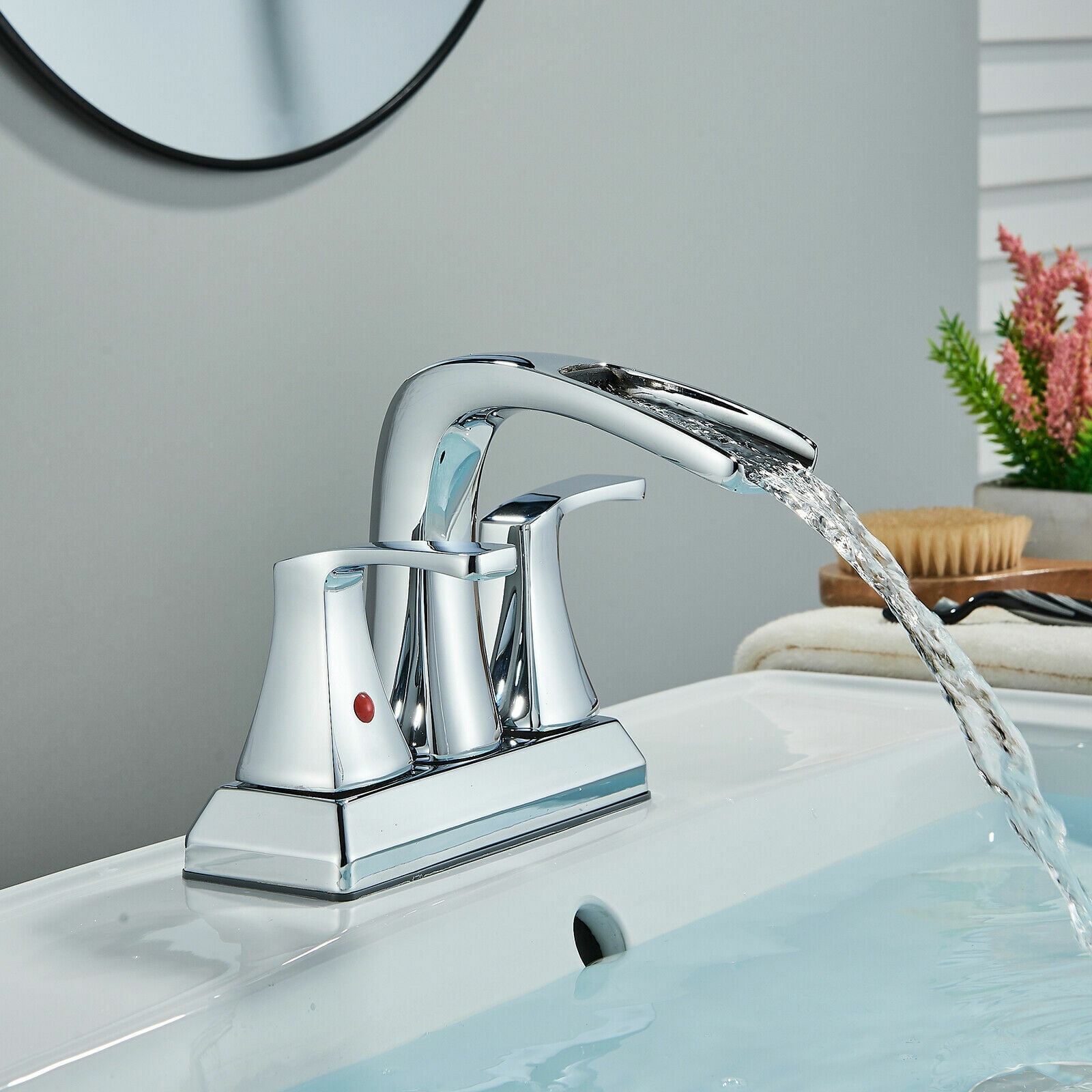CES Bathroom Sink Faucet, Medium Arc 2-Handles Bathroom Faucets, Chrome ...