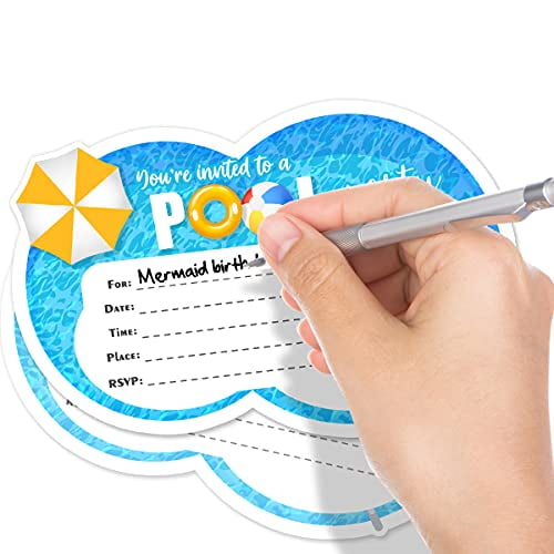30 Pool Party Invitations with Envelopes – Birthday Invitations for ...