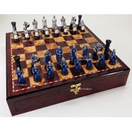 Medieval Times Crusades RED BLUE Maltese Knight Chess Set 17" Mosaic ...