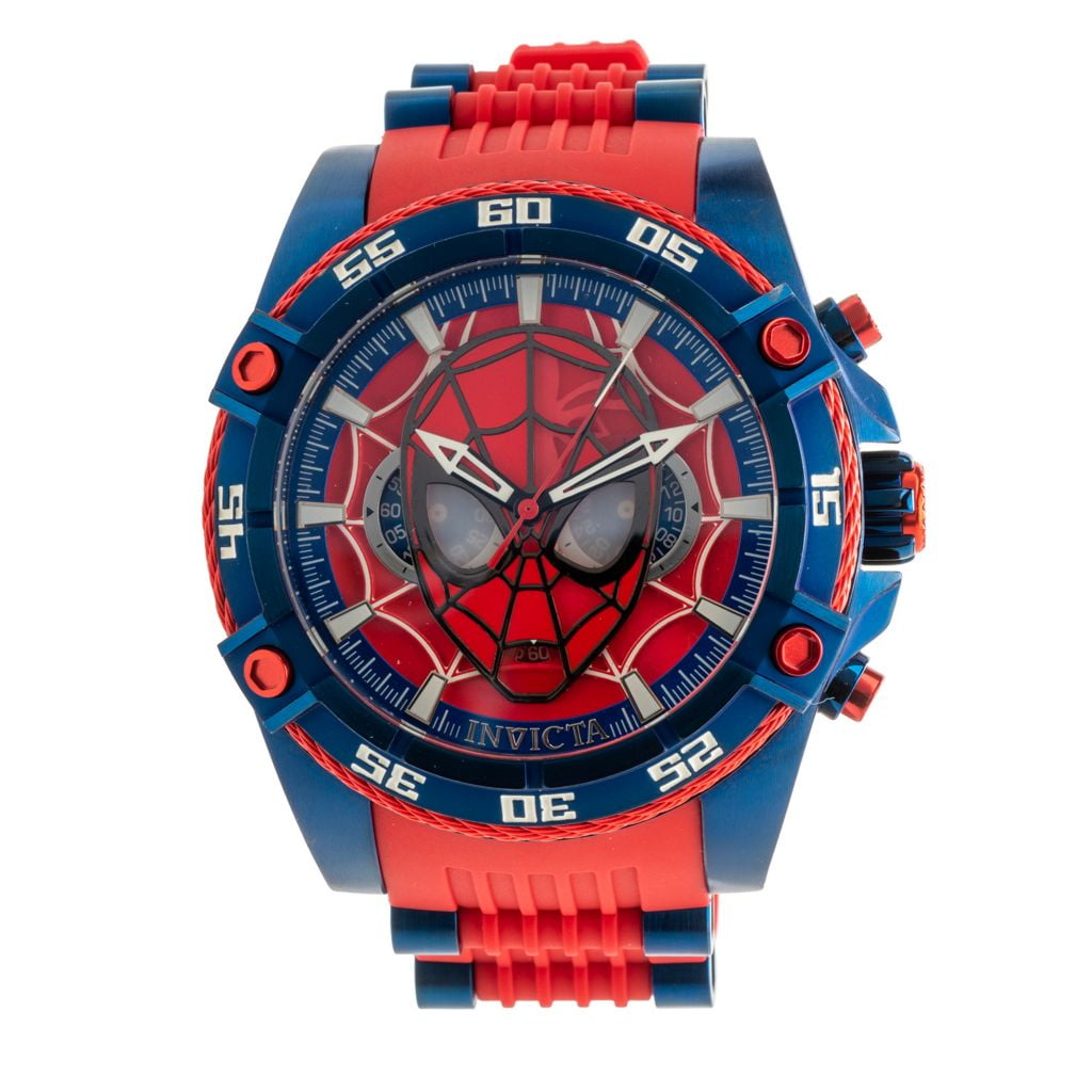 Invicta Marvel 52mm Spider-Man Quartz Chrono Silicone Strap Watch ...