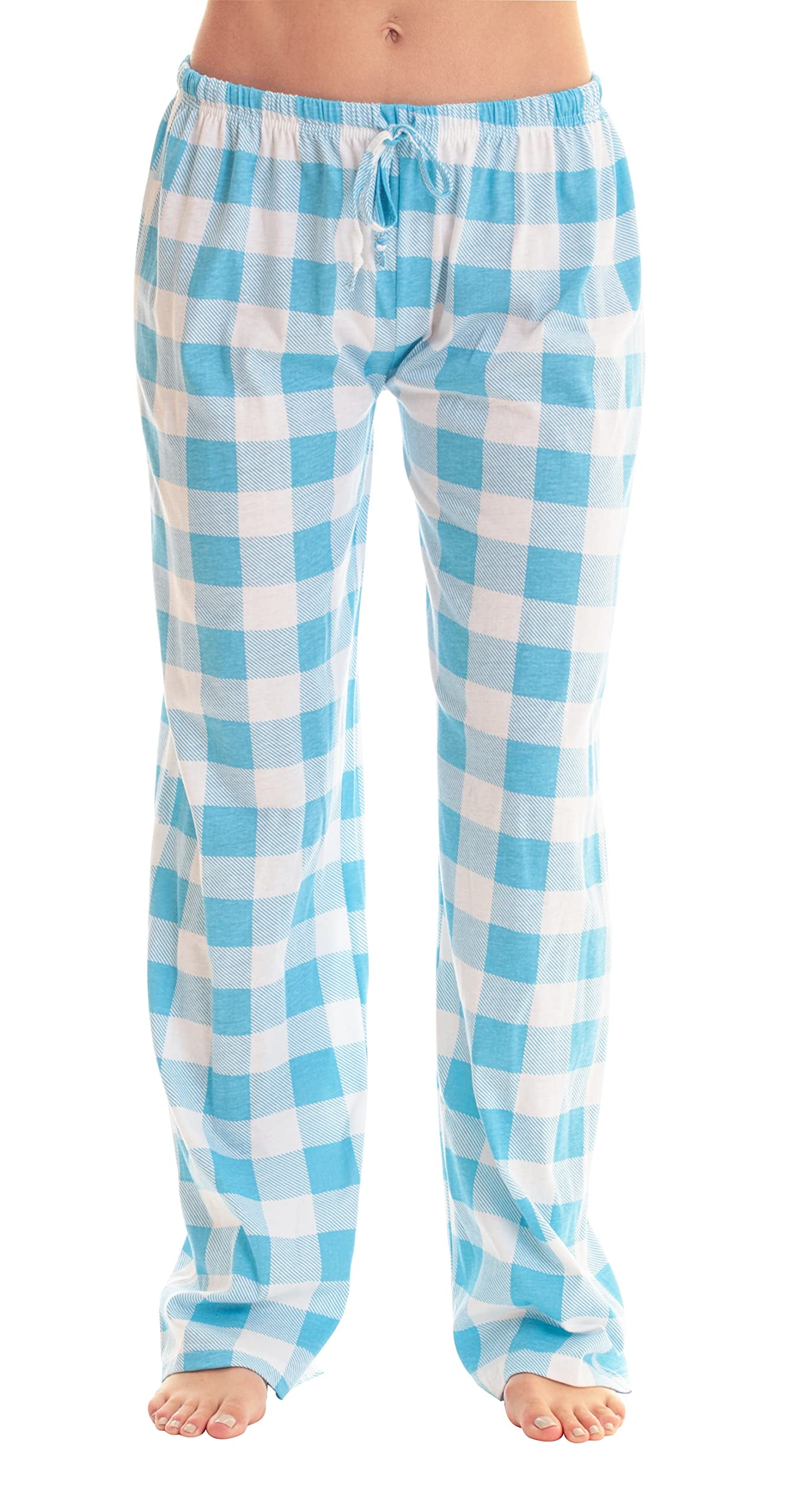 Just Love Women Buffalo Plaid Pajama Pants Sleepwear (Blue White ...