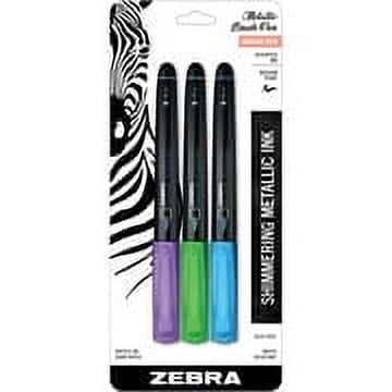 Zebra Pen Metallic Brush Pen, Medium Point, Pigment Ink, Assorted ...