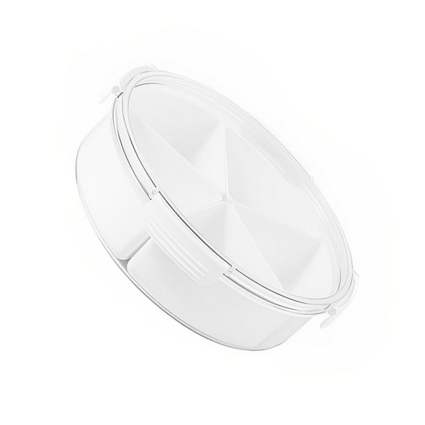 tssuouriy Divided Serving Tray with Lid Round Snack Container Candy ...