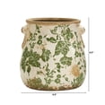 Pemberly Row 6.5" Ceramic Green Scroll Floral Print Planter in Green ...