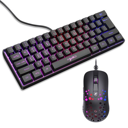 Amdohai HXSJ Wired Keyboard and Mouse Combo V700 61 Keys RGB Gaming ...